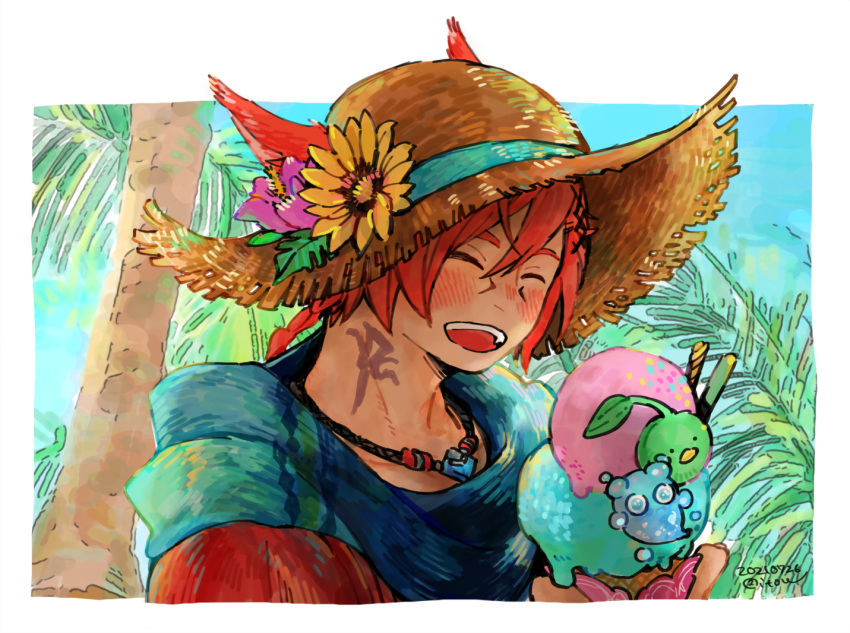 Safebooru - 1boy :d animal ears archon mark blush cat ears closed eyes ...