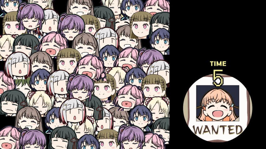 Safebooru - 6+girls :d :o ^ ^ anyoji hime black hair blonde hair blue eyes blue hair blunt bangs ...