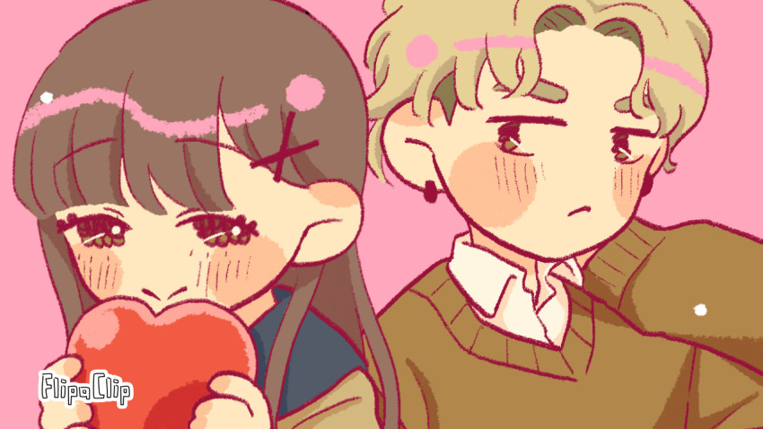 Safebooru - 1boy 1girl animated animated gif blinking brown hair brown ...
