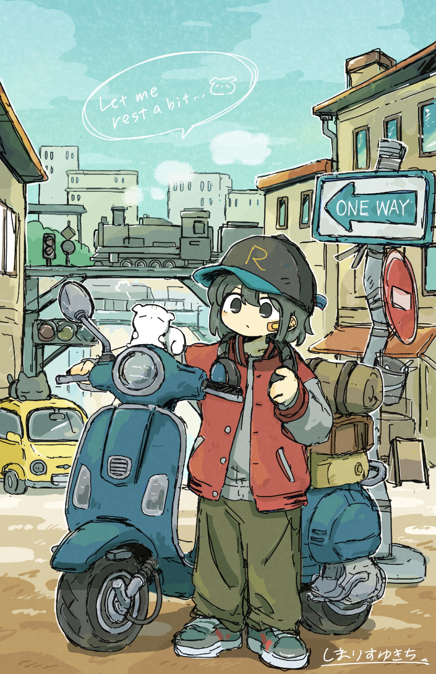 Safebooru - 1boy absurdres bandaid bandaid on face baseball cap black eyes black hair closed ...