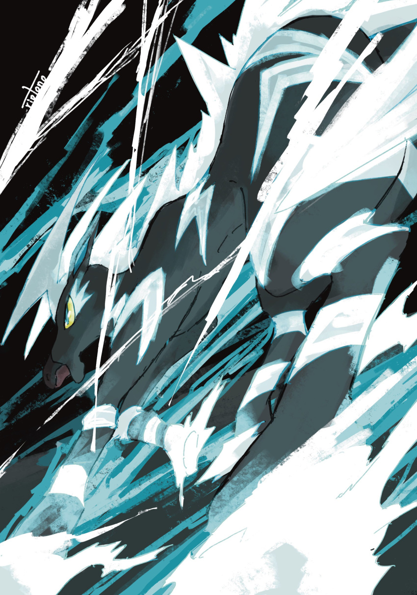 Safebooru - absurdres black fur blue eyes colored sclera electricity ...