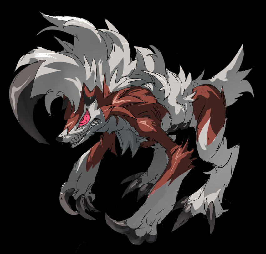 Safebooru - black background claws clenched teeth highres leaning ...
