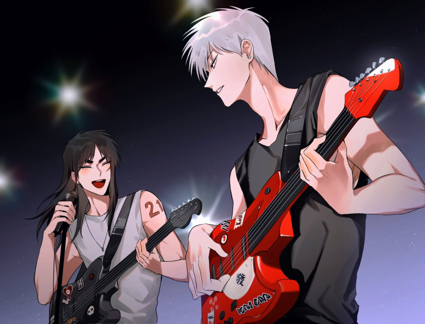 Safebooru - 2boys akagi: yami ni oritatta tensai akagi shigeru alternate costume black hair ...