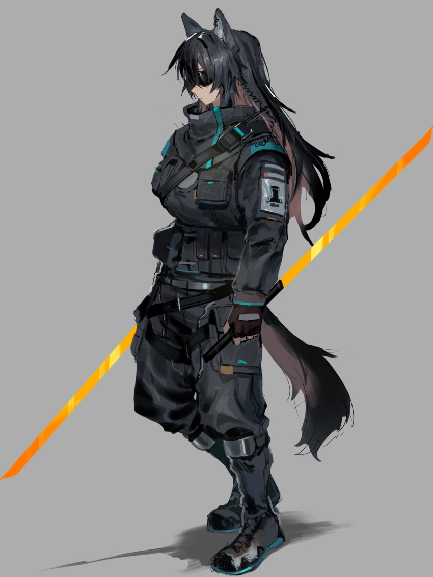 Safebooru - 1girl alternate costume animal ear fluff animal ears arknights belt black hair boots ...