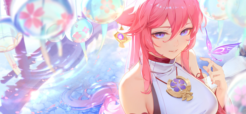 Safebooru - 1girl absurdres animal ears bug butterfly fox ears fox girl ...