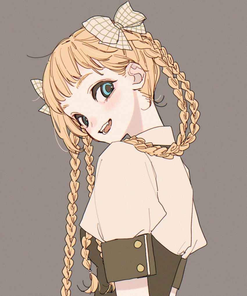 Safebooru - 1girl blonde hair blue eyes blush bom (gbombom7) bow braid ...