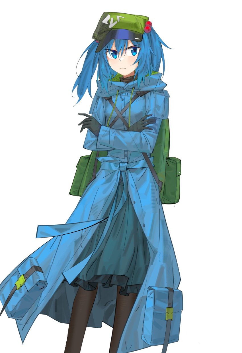 Safebooru - 1girl absurdres adapted costume aesur a backpack bag black gloves blue coat closed ...