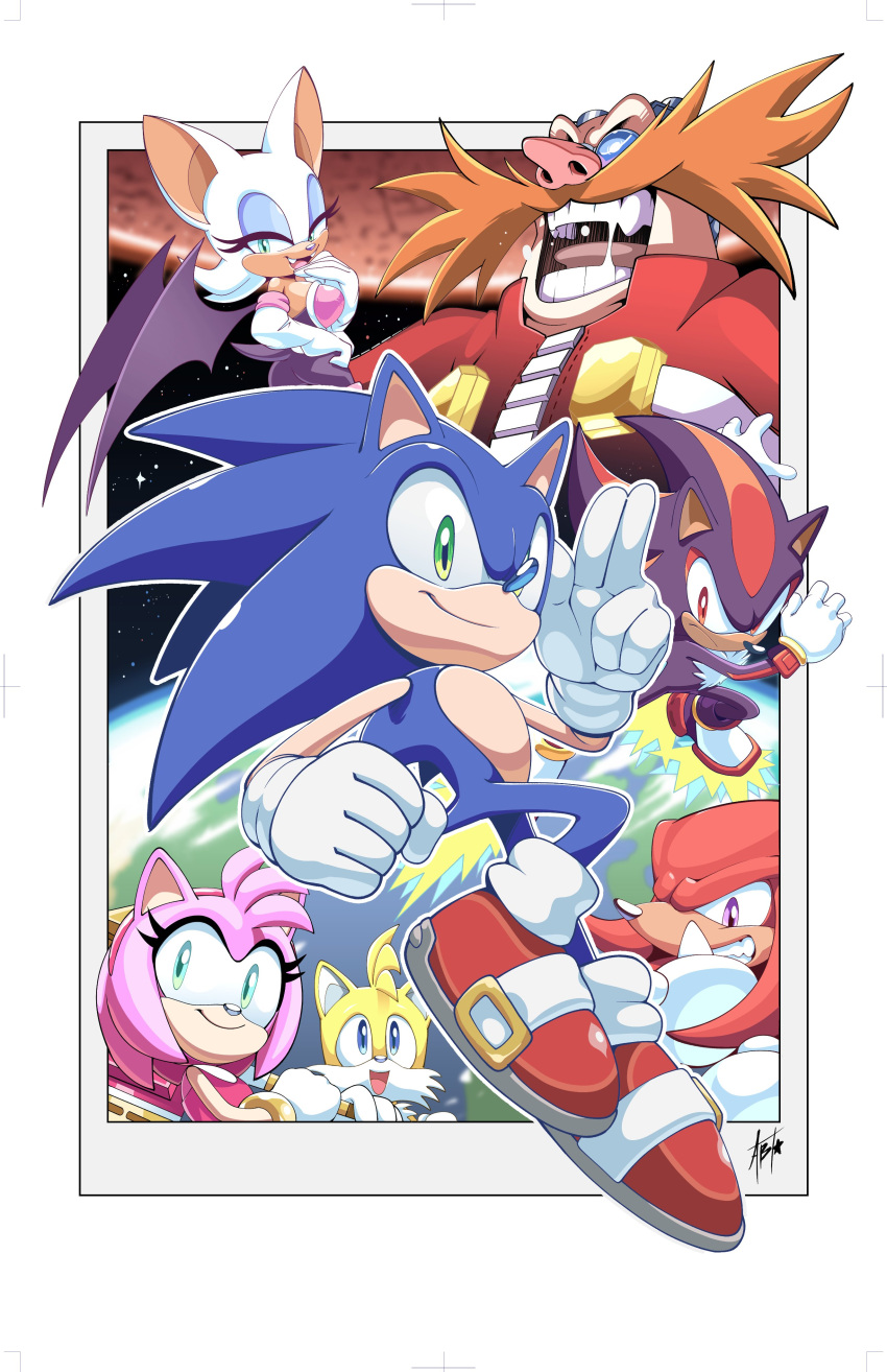 Safebooru - 2girls 5boys absurdres adam bryce thomas amy rose bald ...