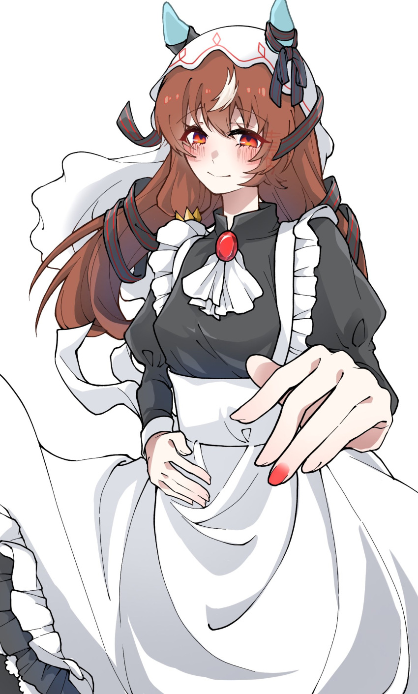 Safebooru - 1girl 2hin03 alternate costume animal ears apron blush breasts brown hair closed ...