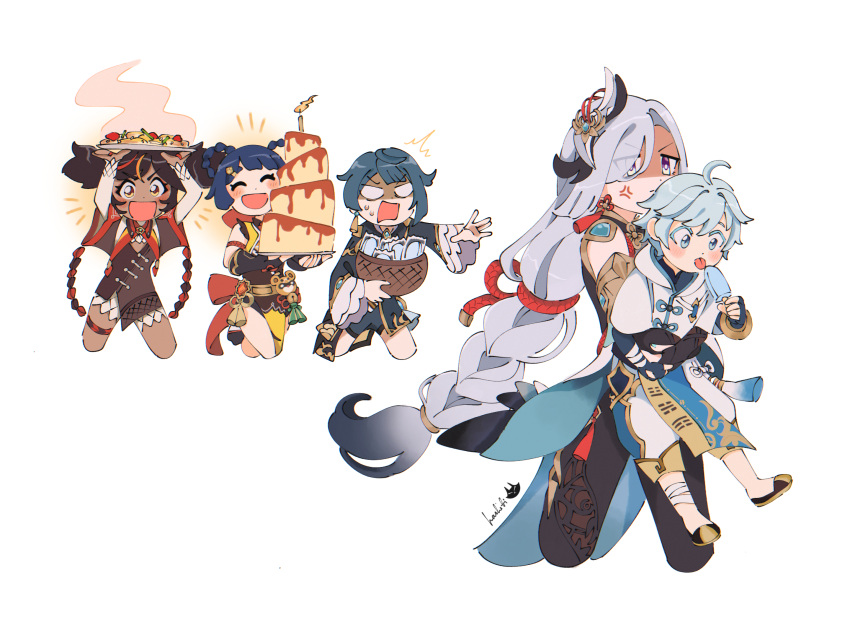 Safebooru - 2boys 3girls :d age difference anger vein artist name aunt ...