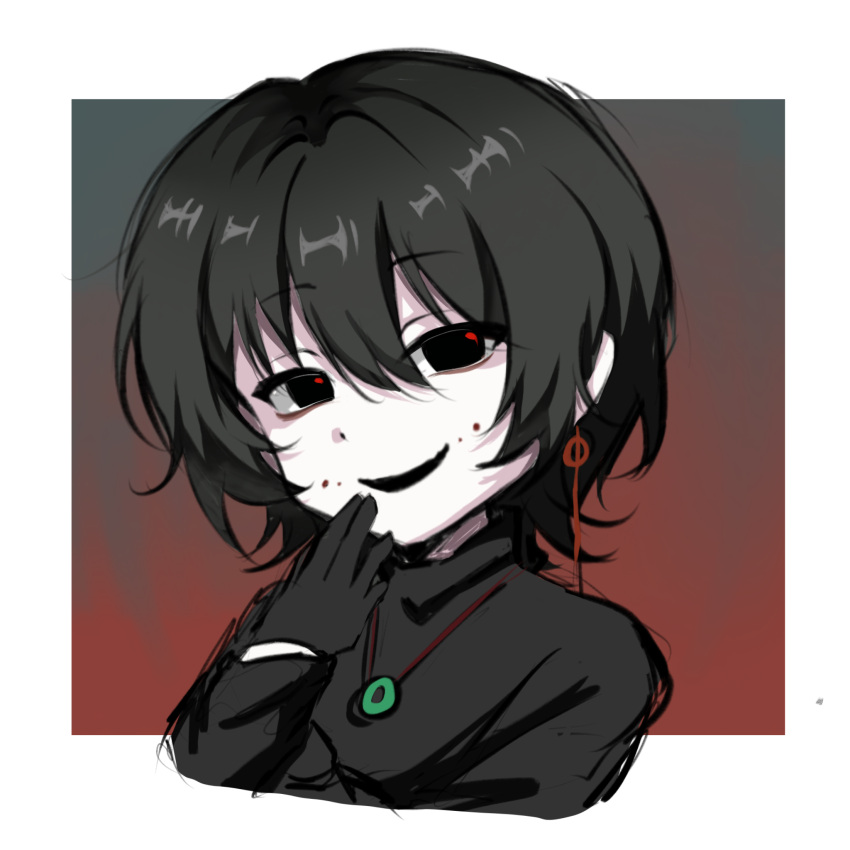 Safebooru - 1boy black eyes black gloves black hair black shirt chinese commentary commentary ...