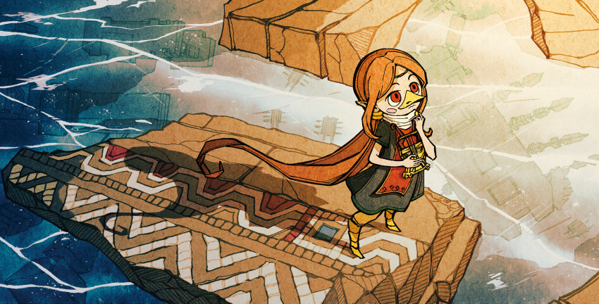 Safebooru - 1girl beak bird girl blush stickers brown hair dress grey ...