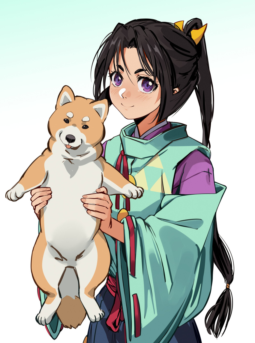 Safebooru - 1boy absurdres animal aqua background bishounen black hair ...