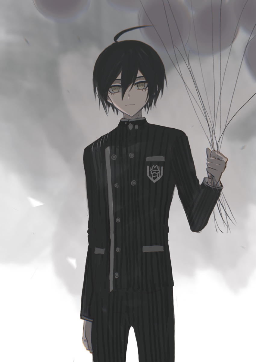 Safebooru - 1boy absurdres ahoge black hair breast pocket brown eyes buttons closed mouth clouds ...