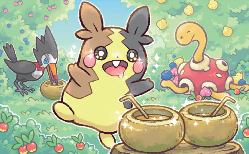 Safebooru - beak berry (pokemon) black fur brown fur bush coconut cup ...