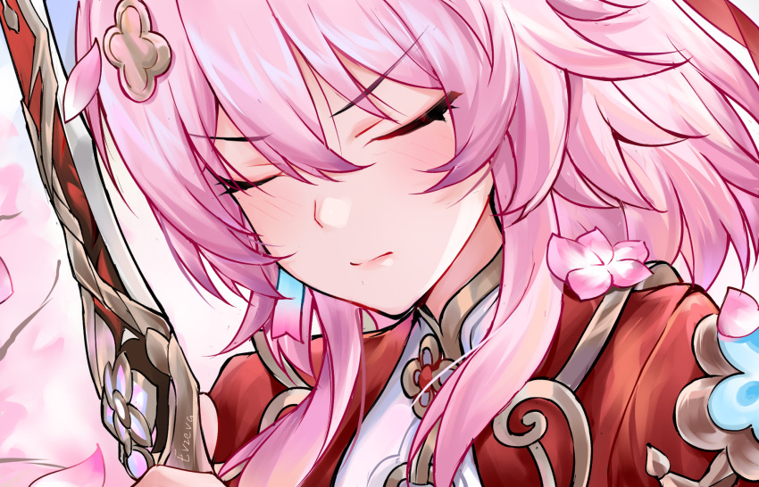 Safebooru - 1girl blush closed eyes evzeva hair between eyes highres ...
