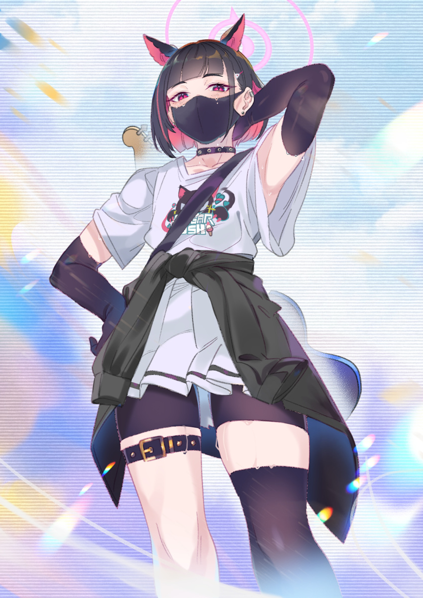 Safebooru - 1girl absurdres animal ears bike shorts black choker black ...