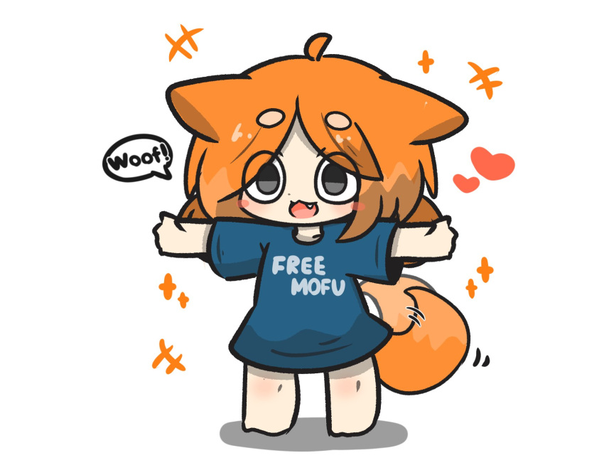 Safebooru - +++ 1girl :d afterimage ahoge barefoot blue shirt blush stickers chibi clothes ...