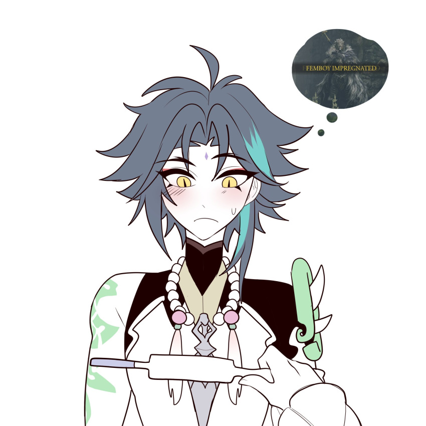 Safebooru - 1boy ahoge annidrw arm tattoo black hair blush closed mouth ...