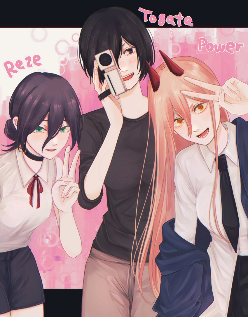 Safebooru - 3girls absurdres black choker black eyes black hair black ...