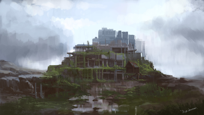 Safebooru - algae artist name city cityscape commentary request day ...