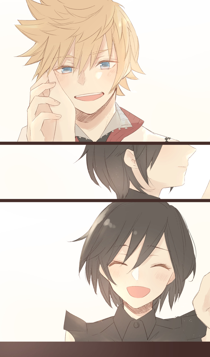 Safebooru - 1boy 1girl absurdres black dress black hair blonde hair blue eyes blush closed eyes ...