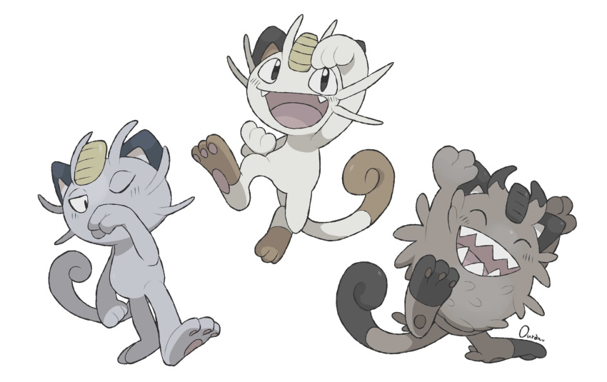 Safebooru - alolan meowth black eyes blush brown fur cat closed eyes ...