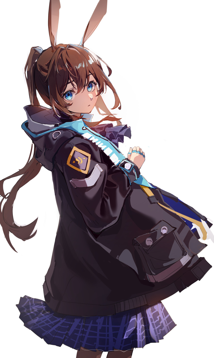 Safebooru - 1girl absurdres amiya (arknights) animal ears arknights black jacket blue eyes blue ...
