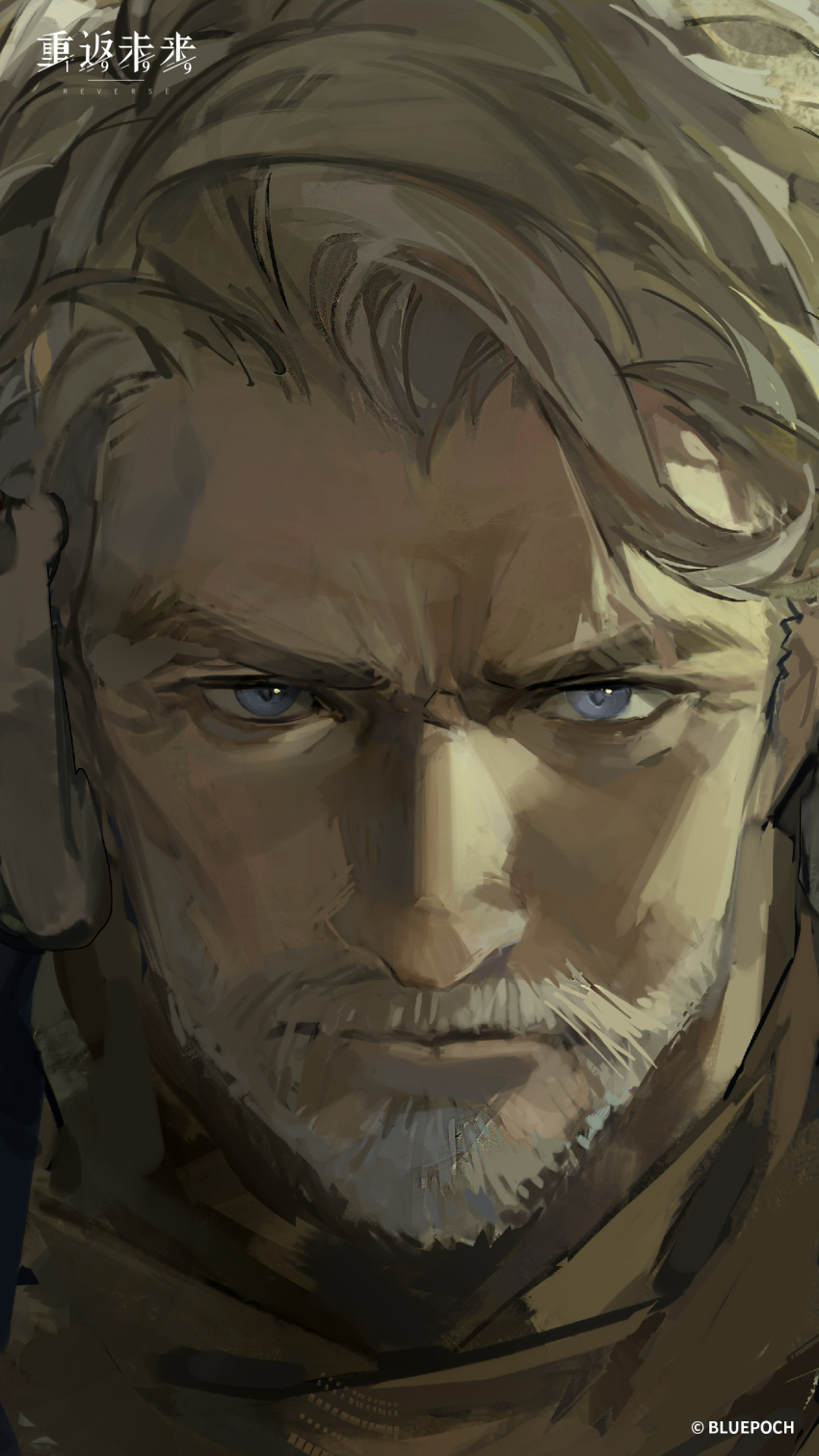 Safebooru - 1boy absurdres beard blue eyes close-up closed mouth ...