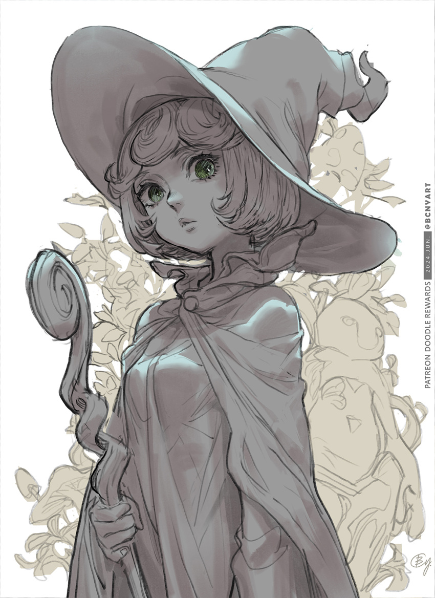 Safebooru - 1girl b.c.n.y. berserk green eyes hat highres holding ...