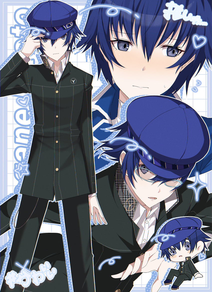 Safebooru - 1girl absurdres androgynous blue eyes blue hair blush ...