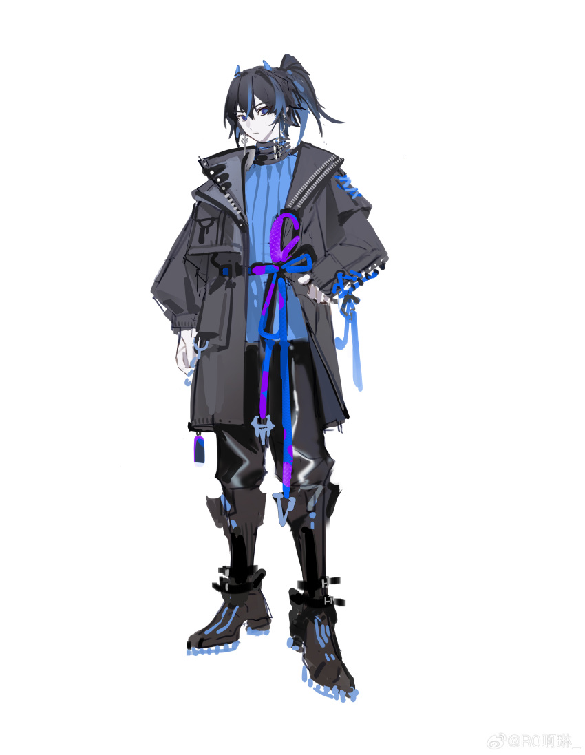 Safebooru - 1boy absurdres belt belt buckle belt collar black belt black footwear black hair ...