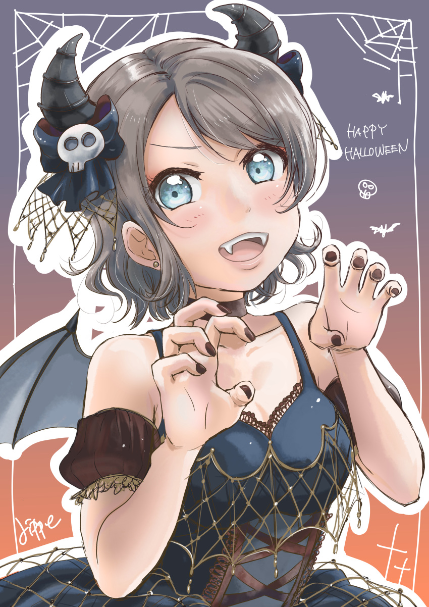 Safebooru - 1girl absurdres bare shoulders black bow black dress black nails blue eyes blush bow ...