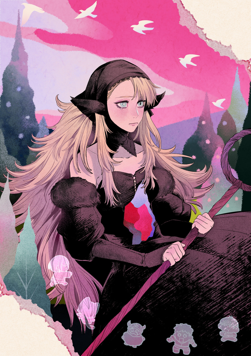 Safebooru - 1girl absurdres ambrosia (dungeon meshi) bare shoulders black dress blonde hair ...