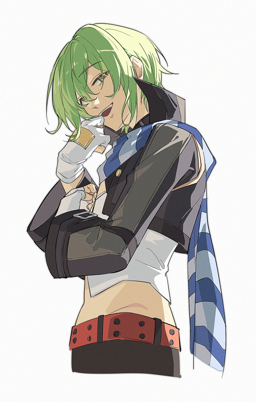Safebooru - 1boy ao no kiseki crop top cropped jacket double-parted ...