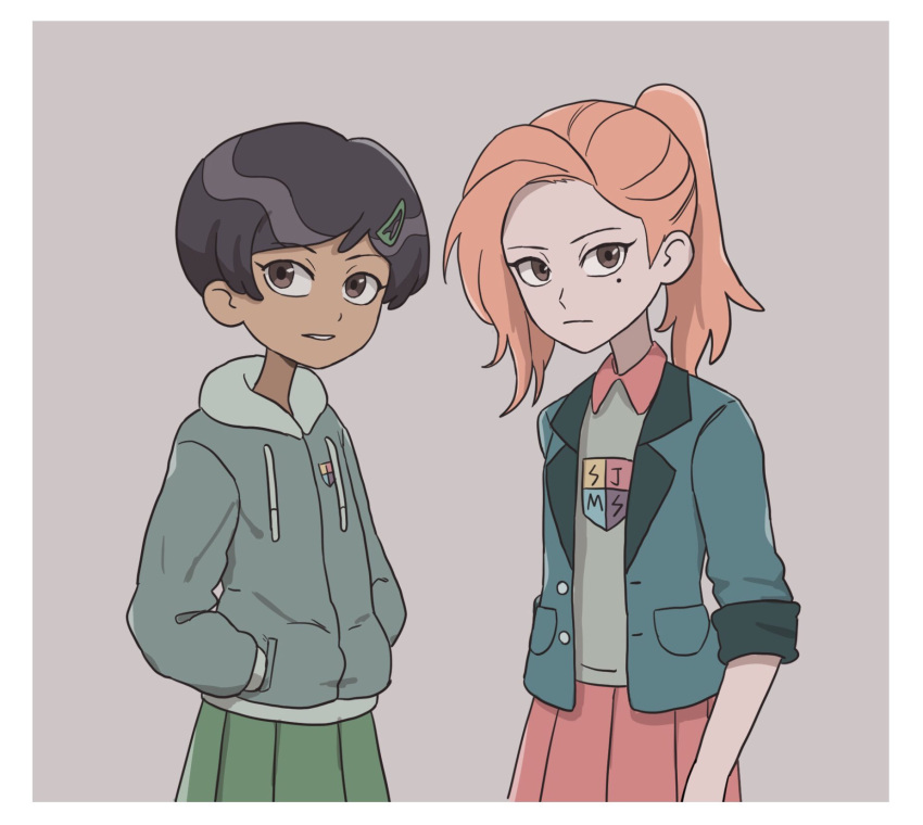 Safebooru - 2girls amphibia black hair blonde hair border brown ...