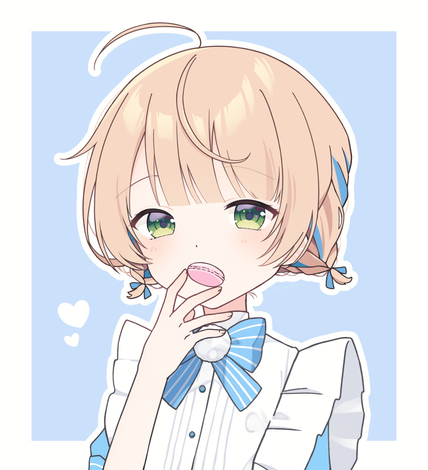 Safebooru - 1girl absurdres ahoge blonde hair blue hair bow bowtie braid food frills green eyes ...