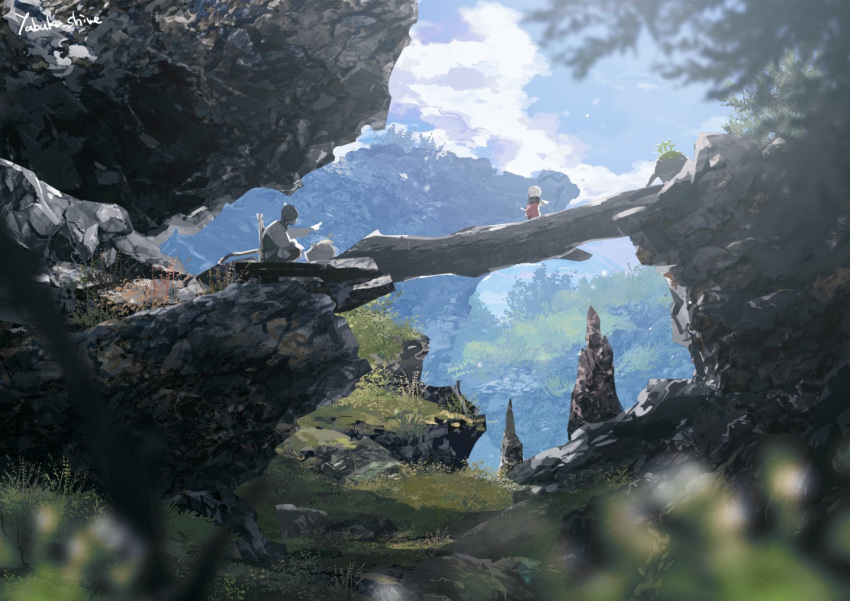 Safebooru - 3others blue sky cliff clouds cloudy sky day final fantasy ...