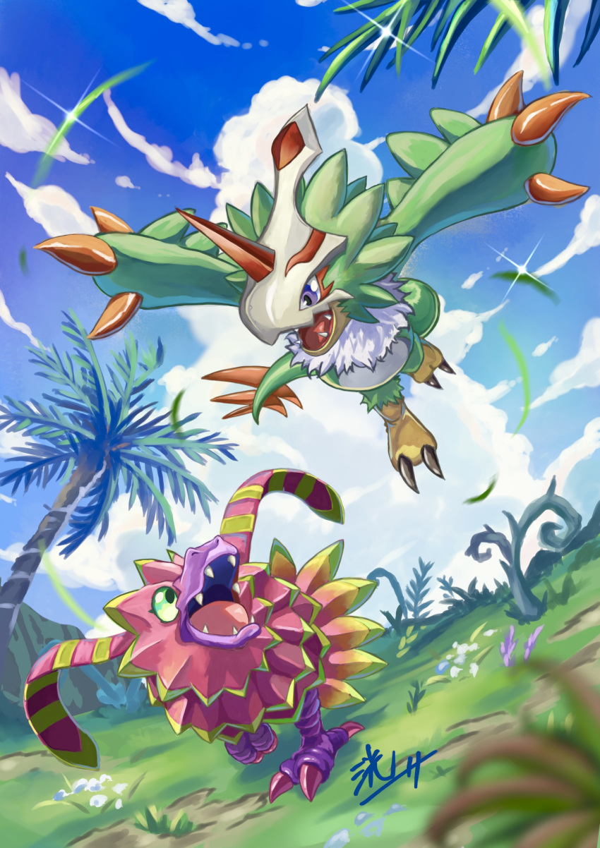 Safebooru - beak bird blurry blurry foreground clouds digimon digimon ...