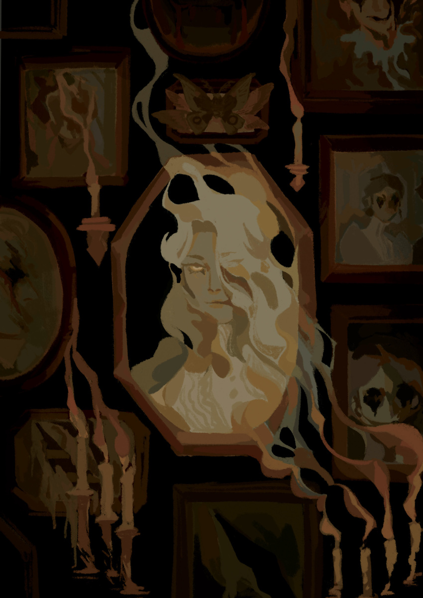 Safebooru - 1girl absurdres black background brown theme bug candle ...