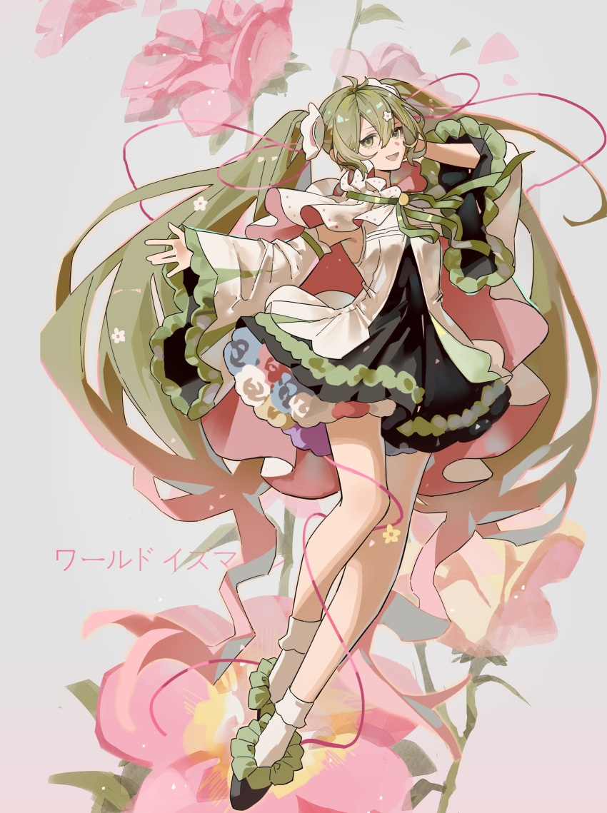 Safebooru - 1girl absurdres black footwear chouti ttt detached sleeves dress floating hair ...