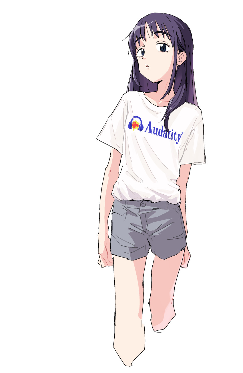 Safebooru - 1girl absurdres grey shorts highres logo long hair original ...