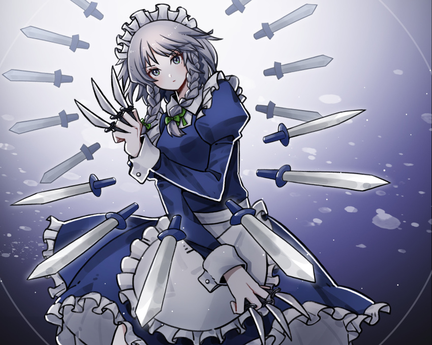 Safebooru - 1girl apron between fingers bonfire01 braid dress highres ...