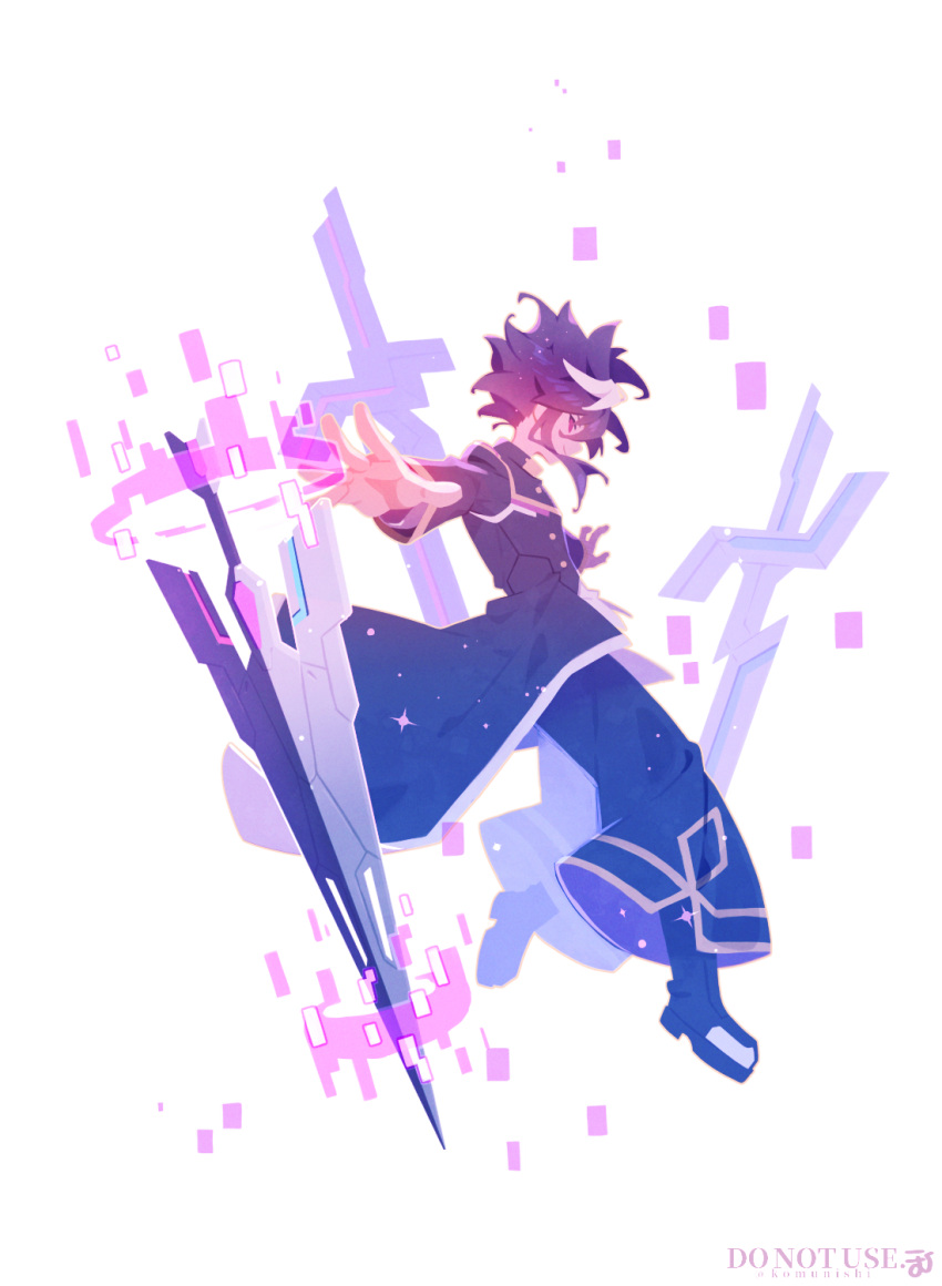 Safebooru - 1boy azure striker gunvolt black coat coat full body ...