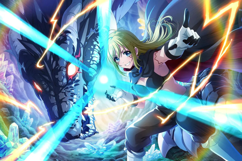 Safebooru - blonde hair blue eyes d4dj dress long hair sasago jennifer yuka smile | 4907997