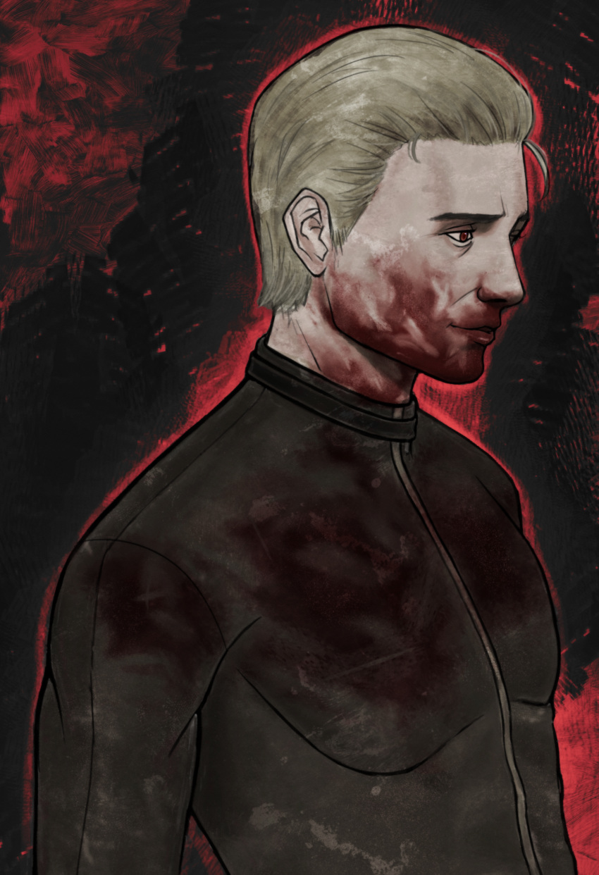 Safebooru - absurdres albert wesker blonde hair blood blood on face highres non-web source red ...