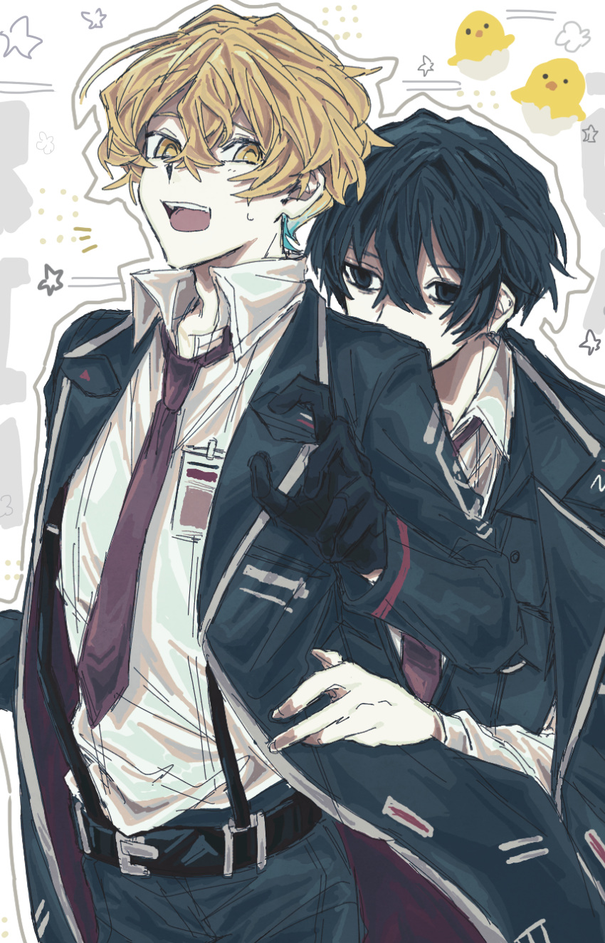 Safebooru - 7 yukizi absurdres belt bird black belt black coat black eyes black gloves black ...