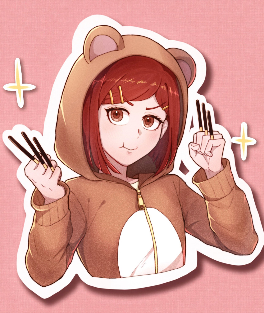 Safebooru - 1girl animal costume bear costume brown jacket cropped ...