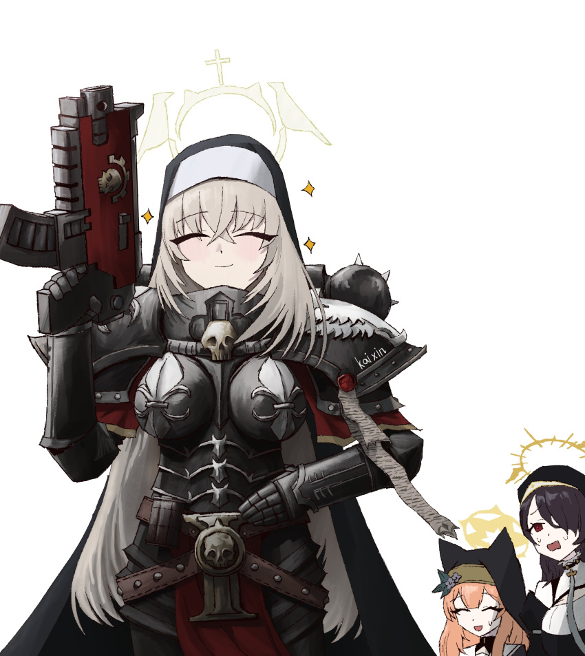 Safebooru - 3girls absurdres adepta sororitas armor blue archive bolter ...