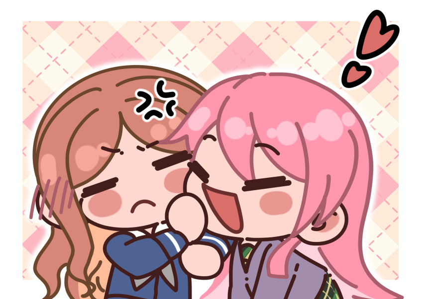 Safebooru - 2girls anger vein bang dream! bang dream! it's mygo!!!!! blue shirt blush border ...